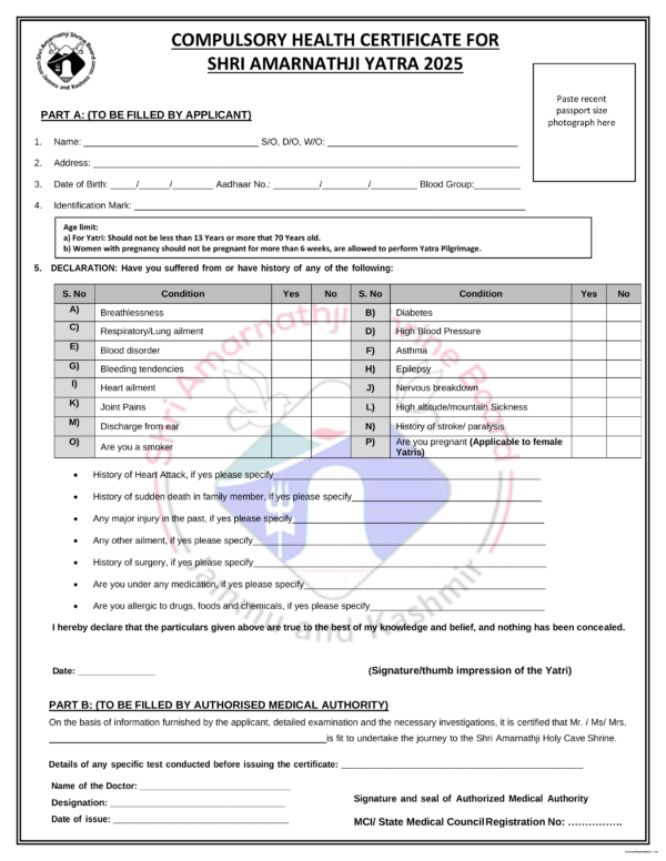 Mandatory Medical Certificate for Amarnath Yatra 2025 – A Fresh Guide ...
